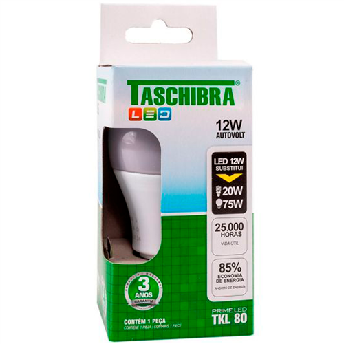 LÂMPADA TASCHIBRA LED 12W TKL 80 6500K | CAIXA C/ 10X1 UNID | EAN 7897079085068 - DISTRIBUIDORA ...